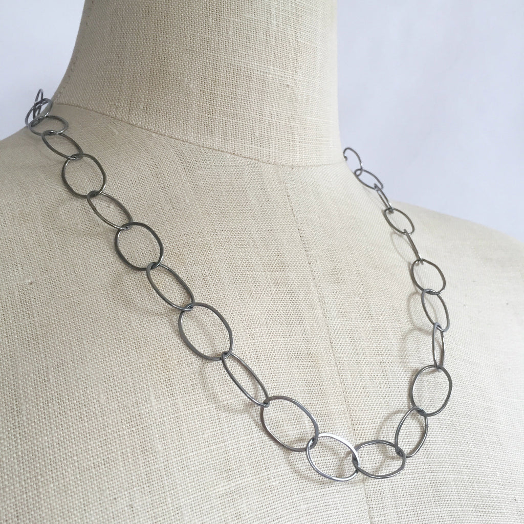 Organic oval handmade chain necklace – Shepherd's Run Jewelry